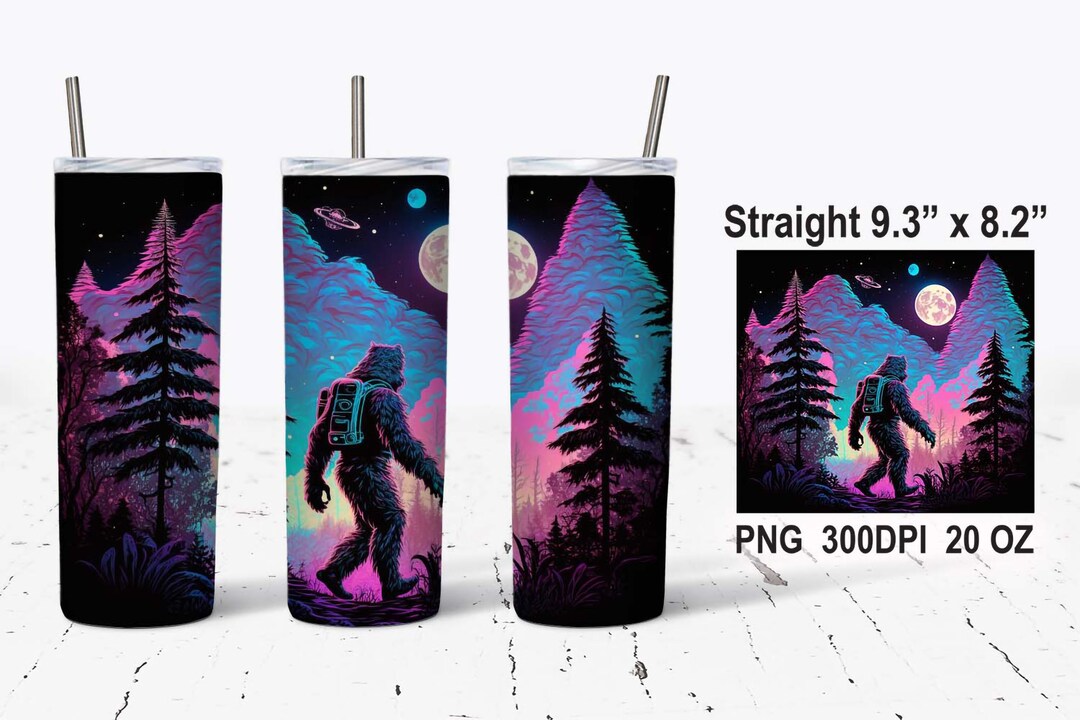 Cosmo Bigfoot Sublimation Tumbler Designs, 9.3" X 8.2” Straight Skinny ...