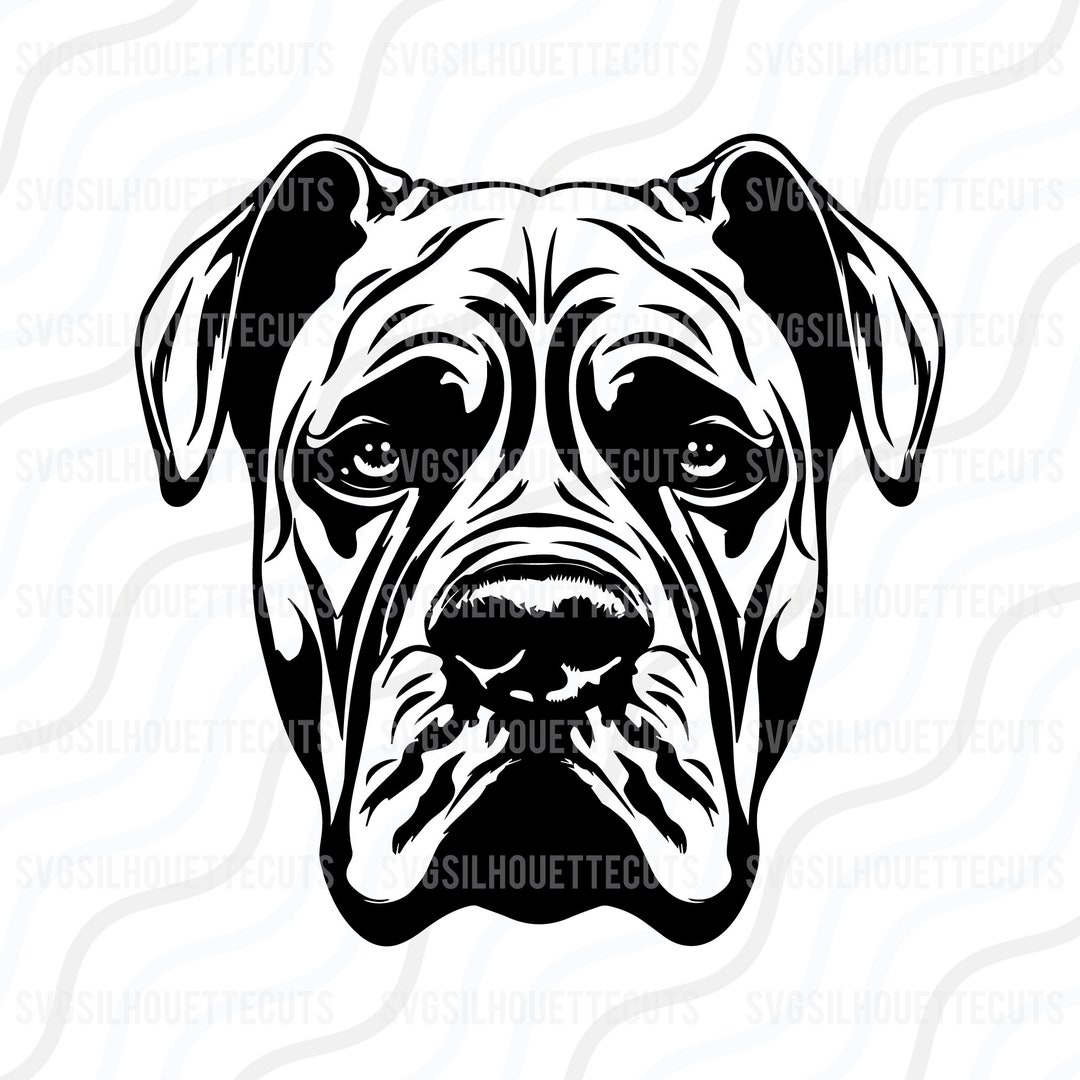 Cane Corso Dog, Dog Svg, Cane Corso Head Silhouette SVG Cut Table ...