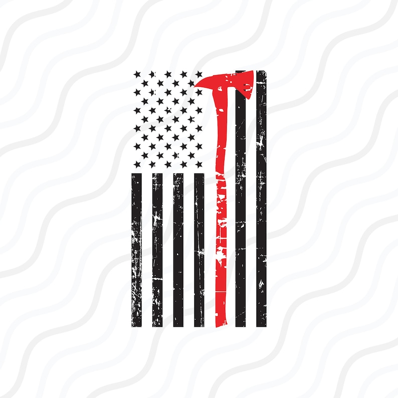Firefighter Flag Distressed SVG Red Line Flag SVG - Etsy