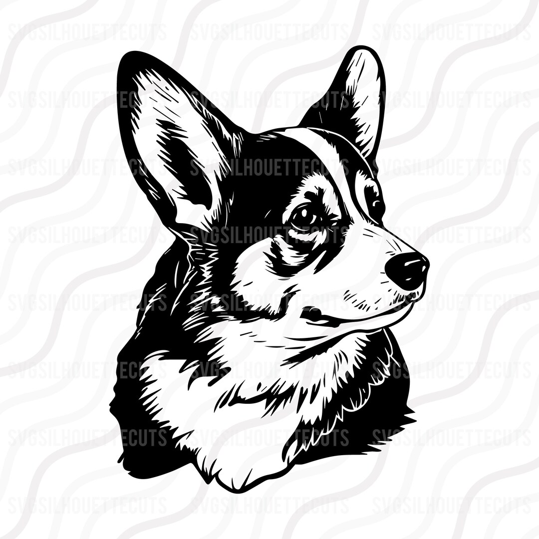 Corgi Dog, Dog Svg, Corgi Head Silhouette SVG Cut Table Design, Svg ...