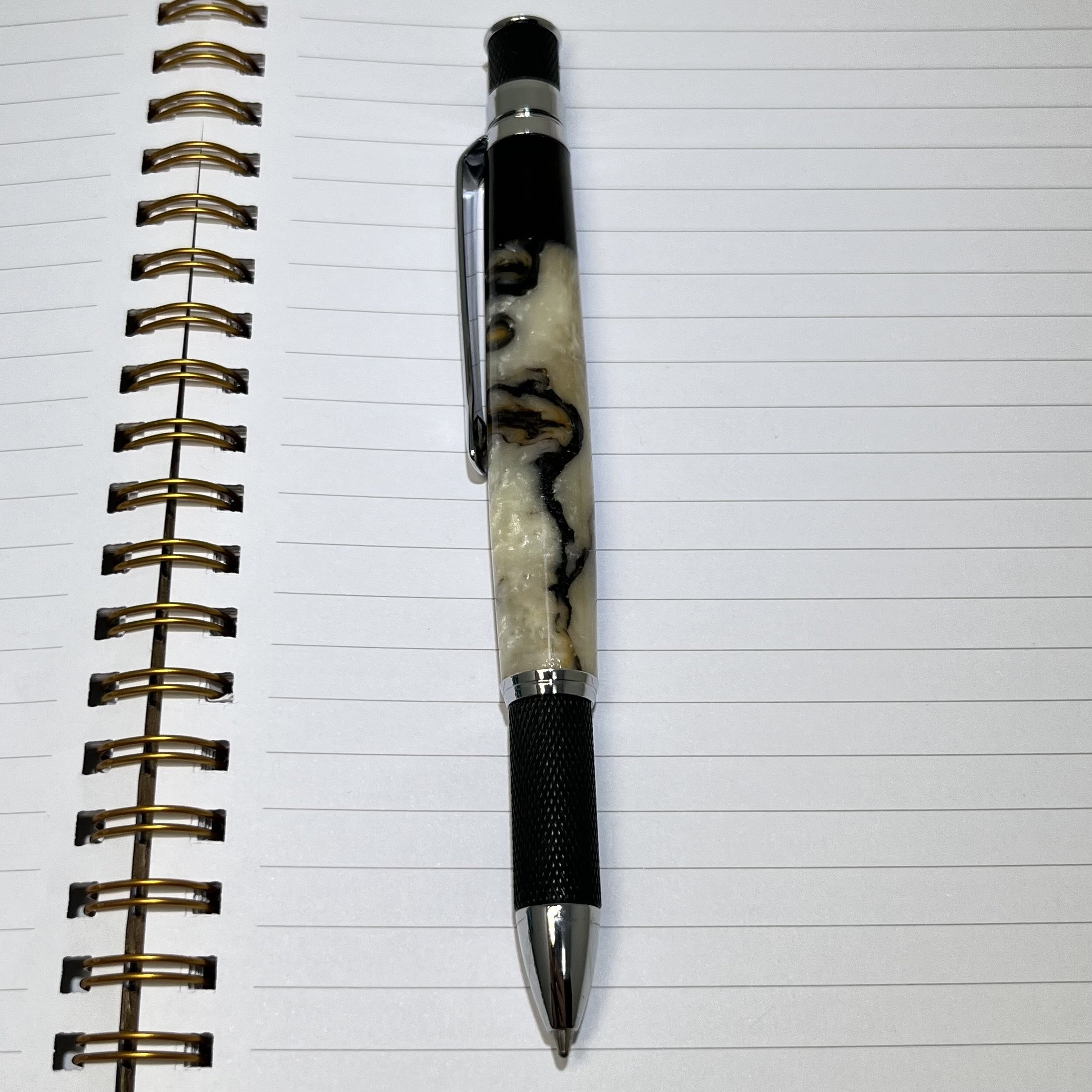 The Craters of the Moon Pen Black, Gold, and White Acrylic and Cocobolo ...