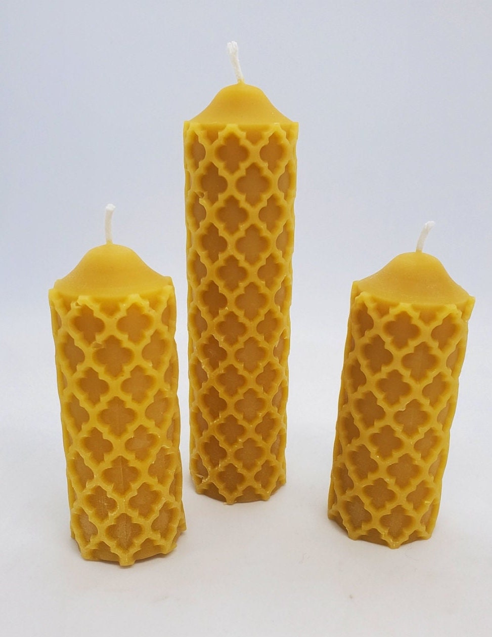 Pure Beeswax Ancient Window Pattern Candle 100% Beeswax | Etsy