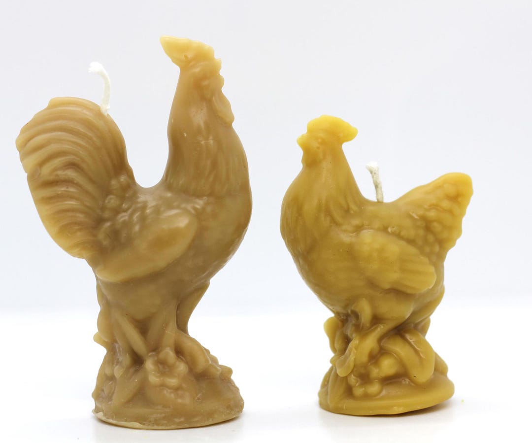 Pure Beeswax Chicken Candle, Rooster, Hen Candles, 100% Beeswax ...