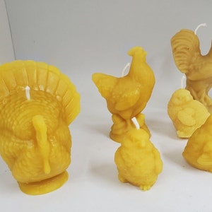Pure Beeswax Chicken Candle, Rooster, Hen & Chick Candles, 100% Beeswax ...