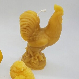Pure Beeswax Chicken Candle, Rooster, Hen & Chick Candles, 100% Beeswax ...