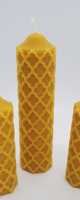 Pure Beeswax Ancient Window Pattern Candle 100% Beeswax | Etsy