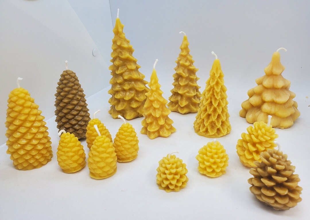 Pure Beeswax Small Pine Cone Candle, Mini Pine Cones, Tall Pine Cones ...