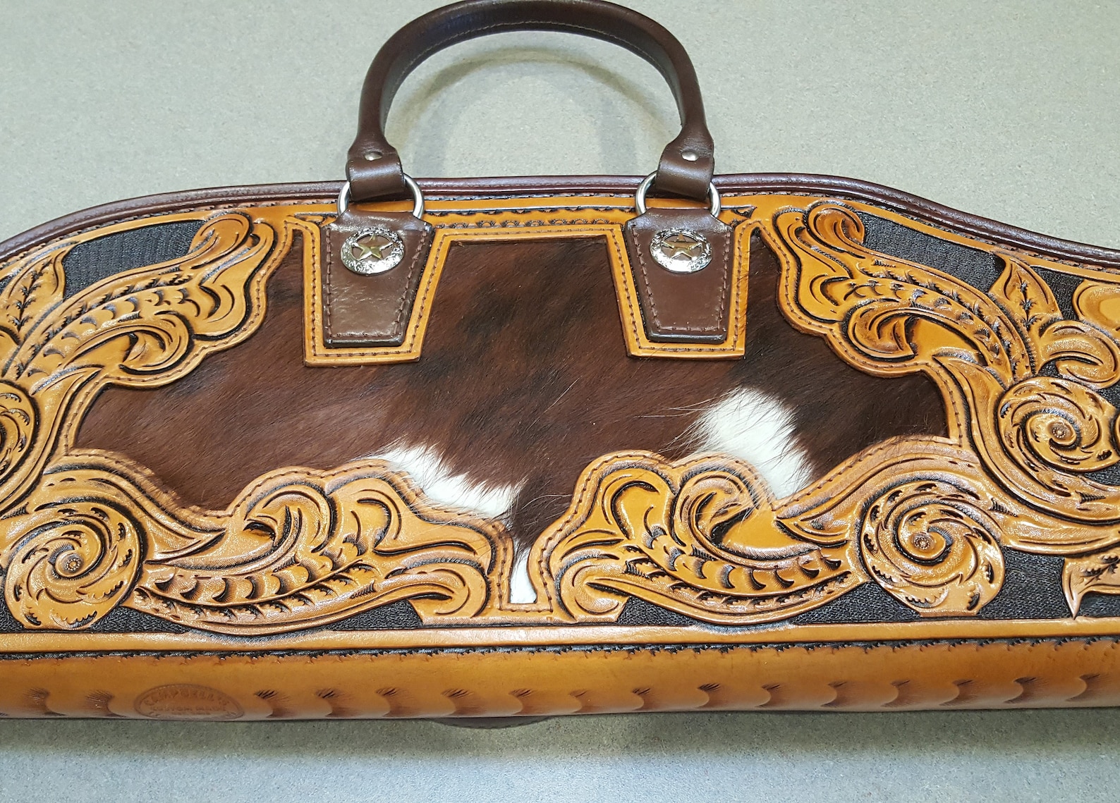 PRICE REDUCED! Custom Hand Tooled Leather Rifle Case With Hair on Cow ...