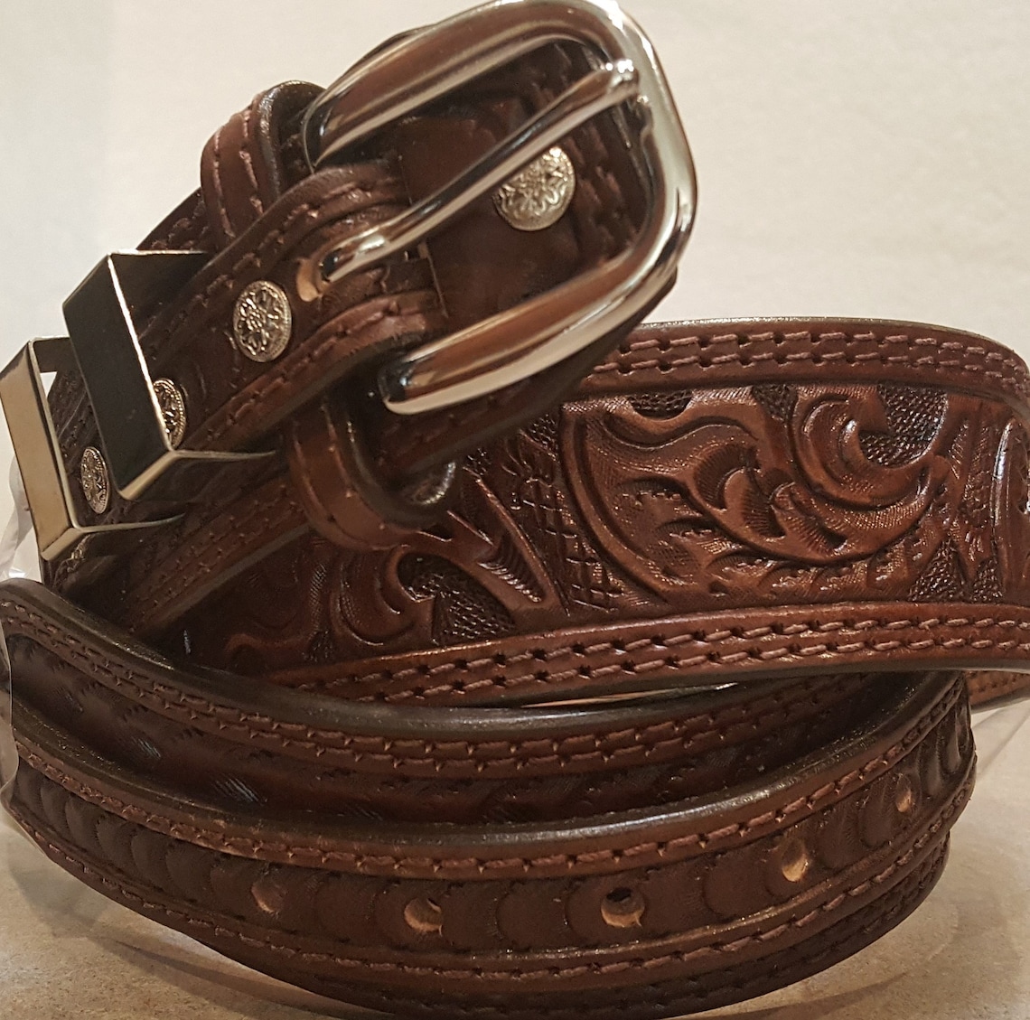 Hand Tooled Custom Duty Rig Trophy/trouser Belt | Etsy