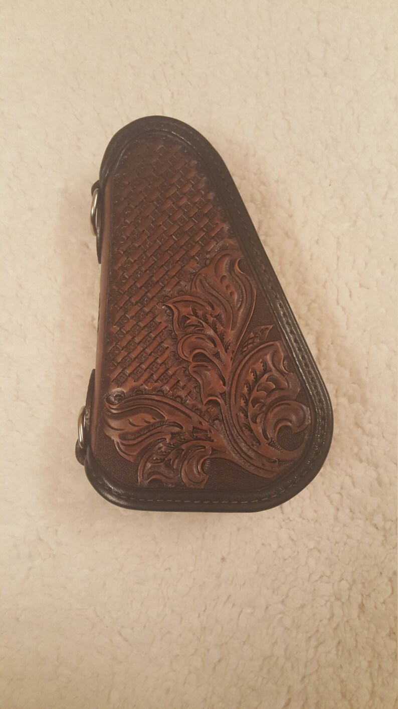 Hand Tooled Leather Pistol Caddy (small) (made to Order) - Etsy