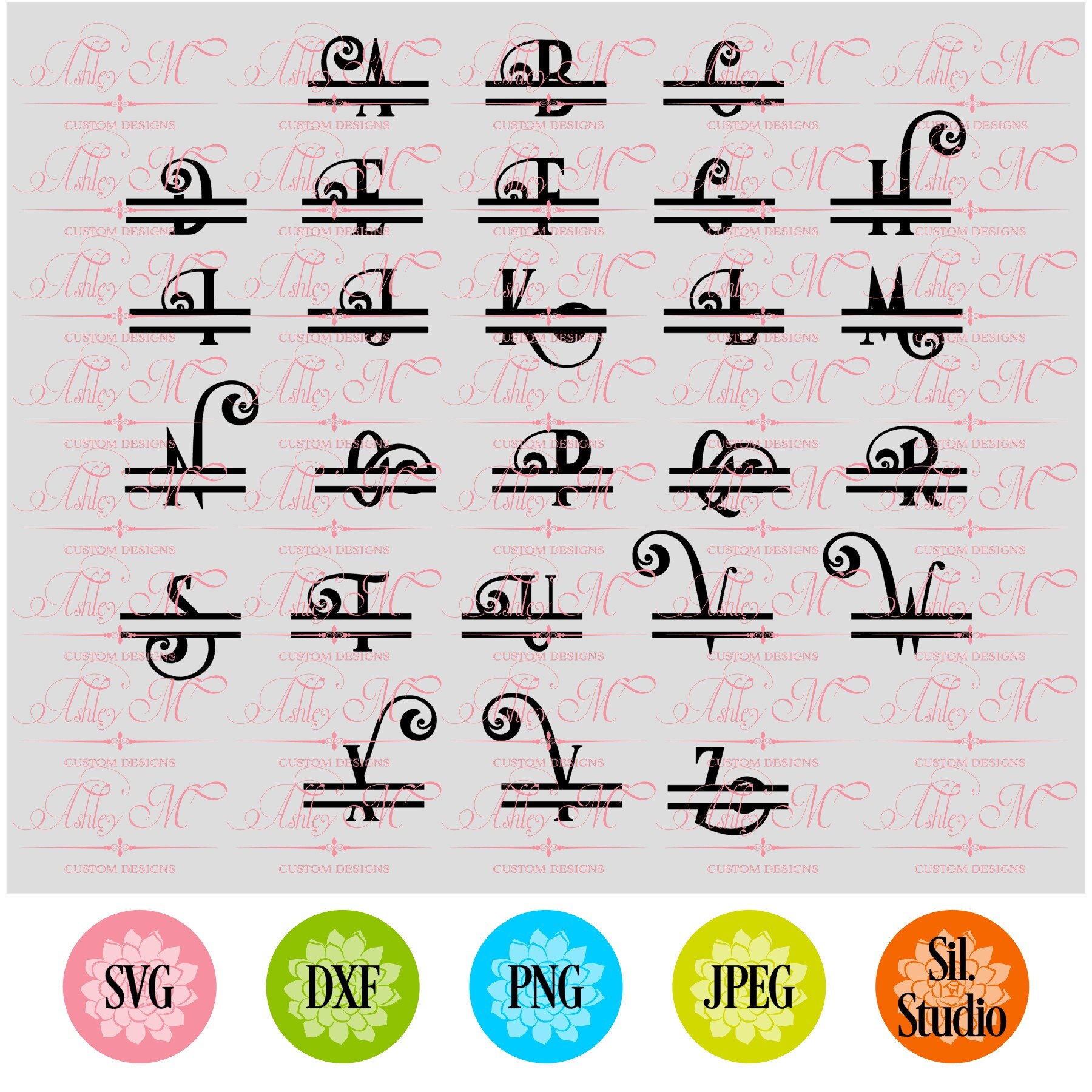 Split Alphabet Monogram SVG Style V Wedding Gift Monogram | Etsy