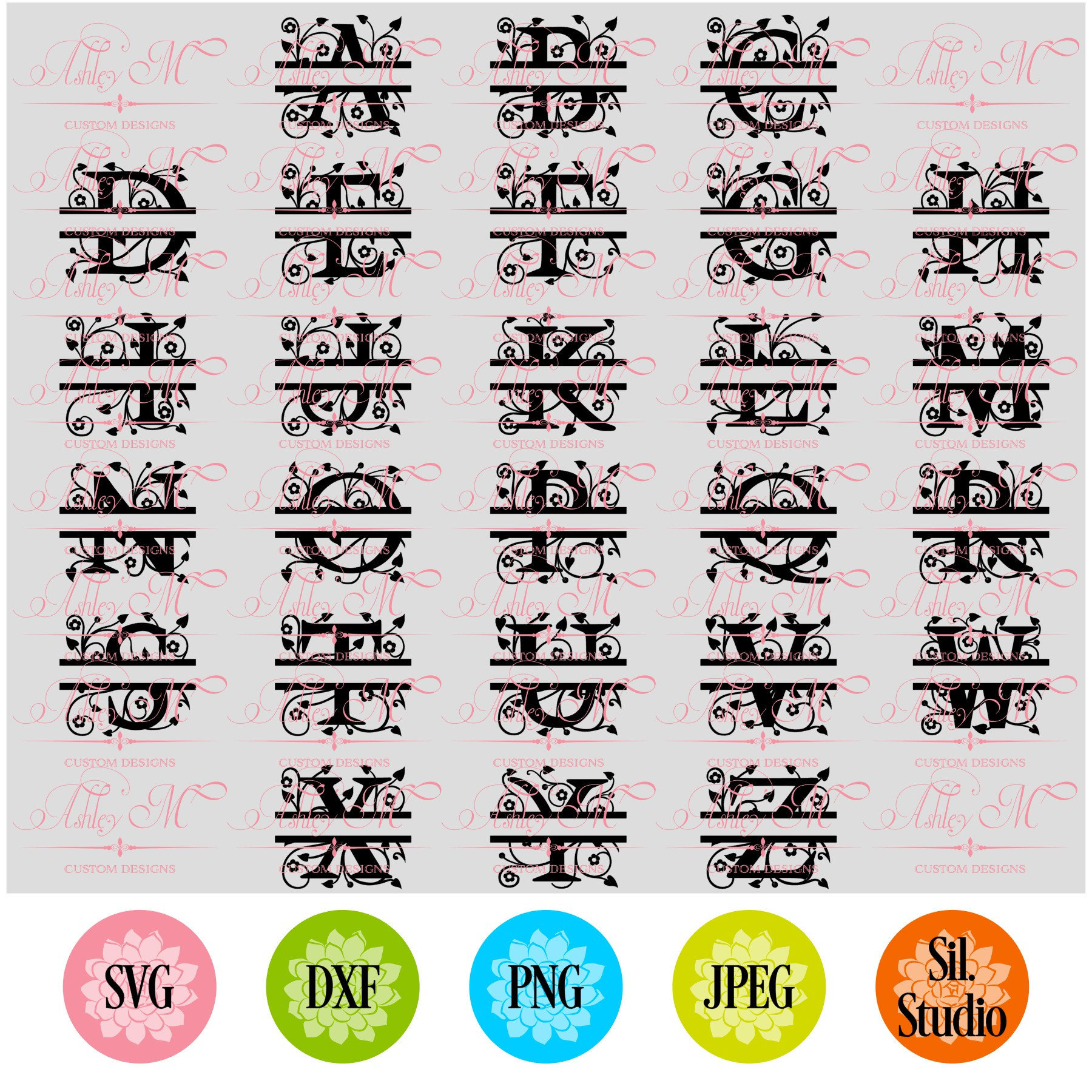 Split Alphabet Monogram SVG Style A - Wedding Gift Monogram ...
