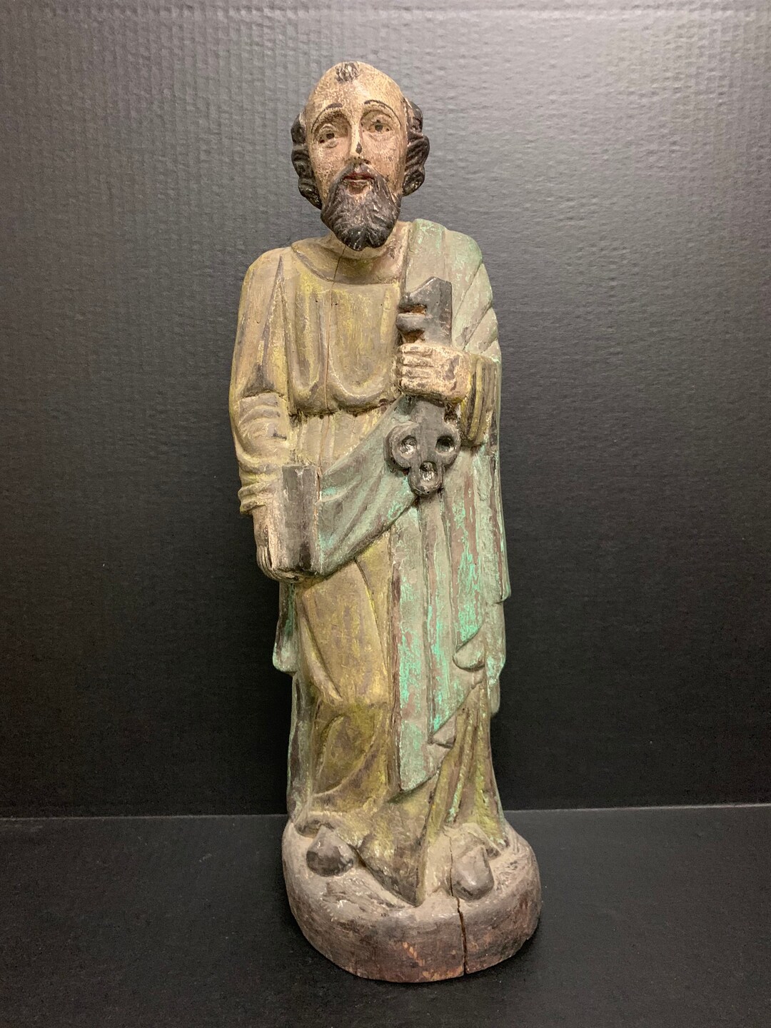 Carved Wood Religious Blessed Saint Peter Statue - Etsy