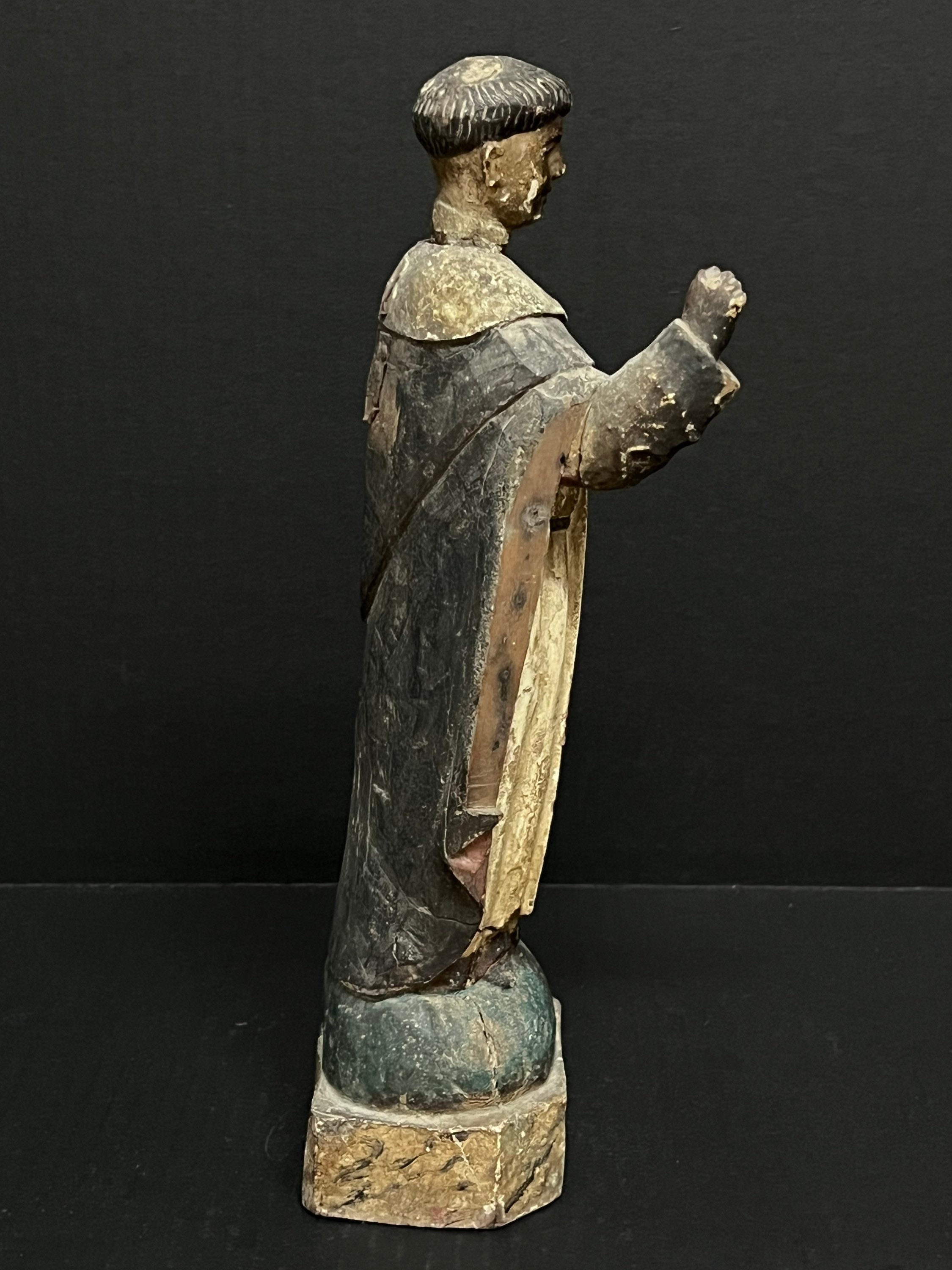 Early 19th Century Carved Wood Religious Saint/santo Polychrome ...