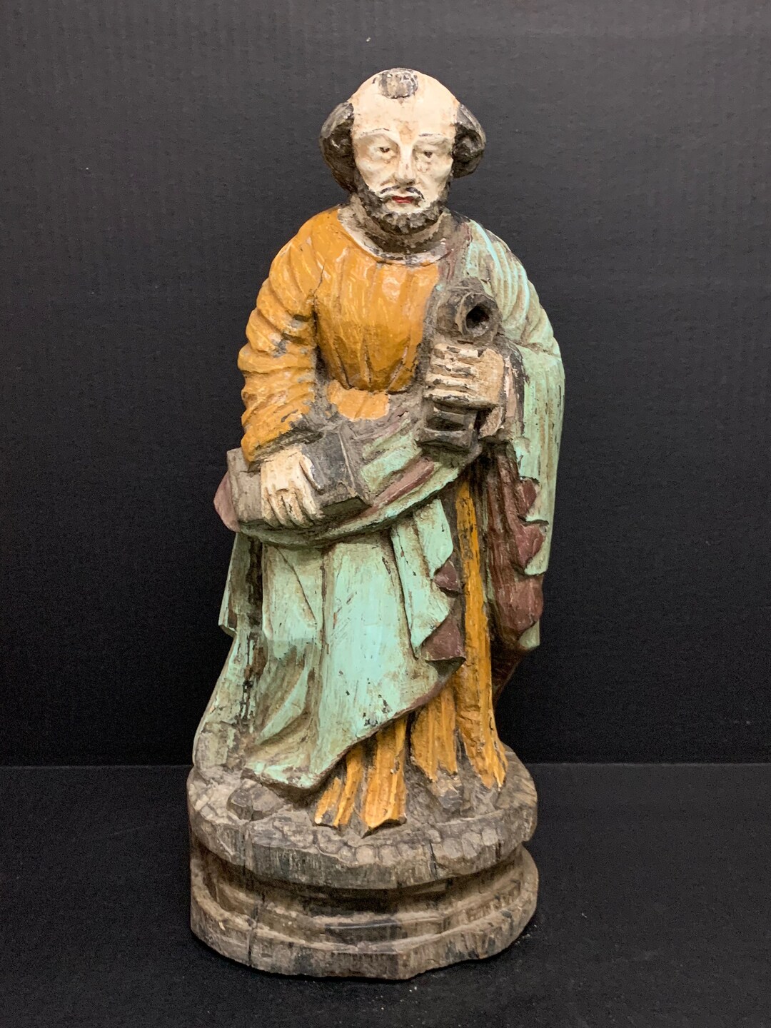 Carved Wood Religious Saint Peter Statue - Etsy
