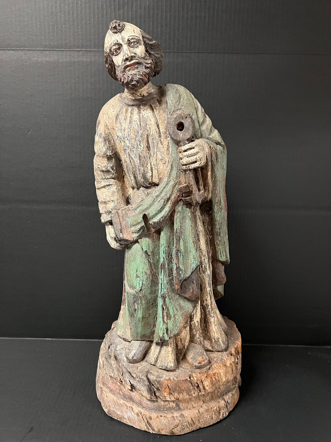 Carved Wood Religious Blessed Saint Peter Statue - Etsy