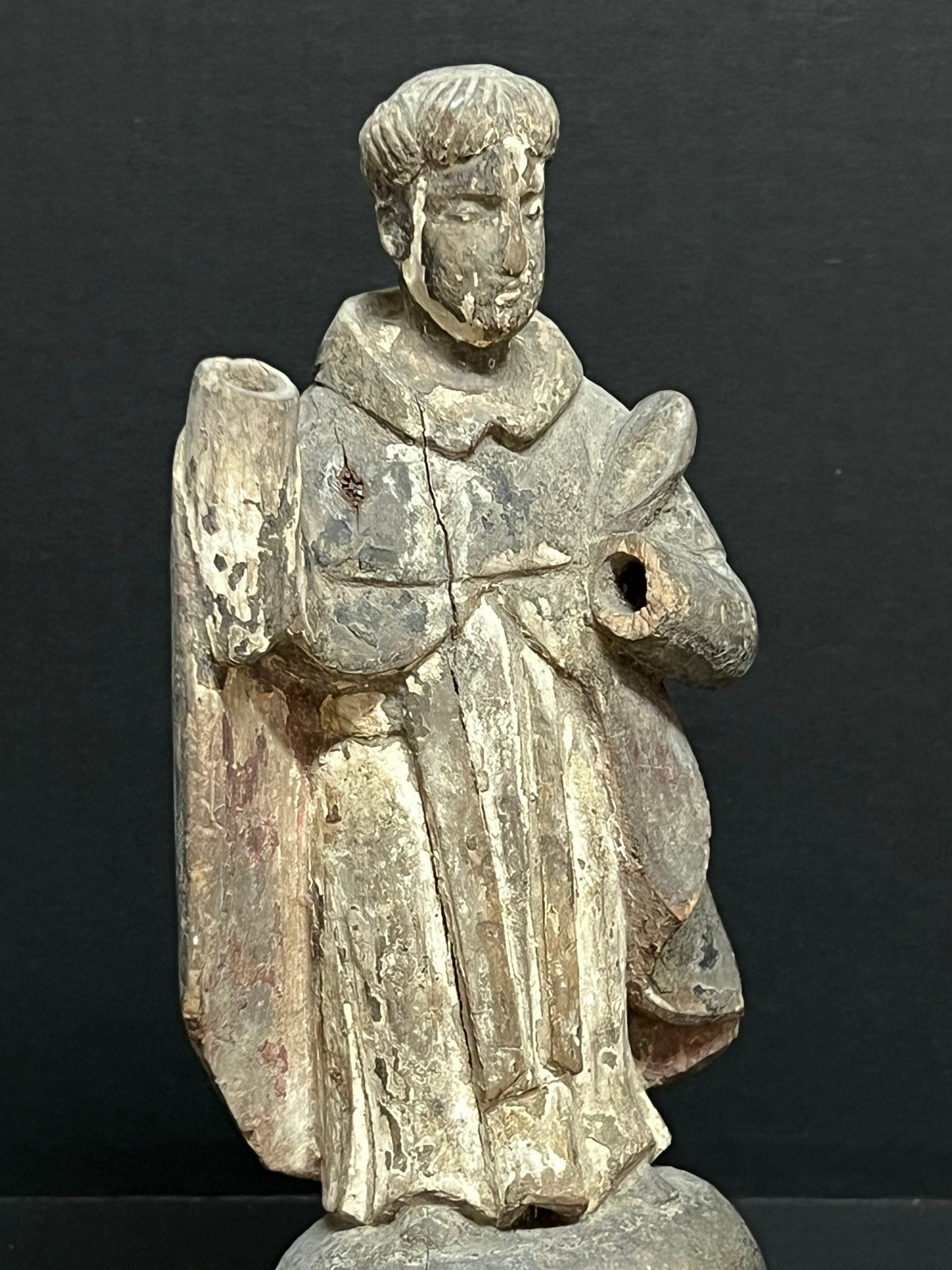 Early 19th Century Carved Wood Religious Saint/santo Polychrome ...