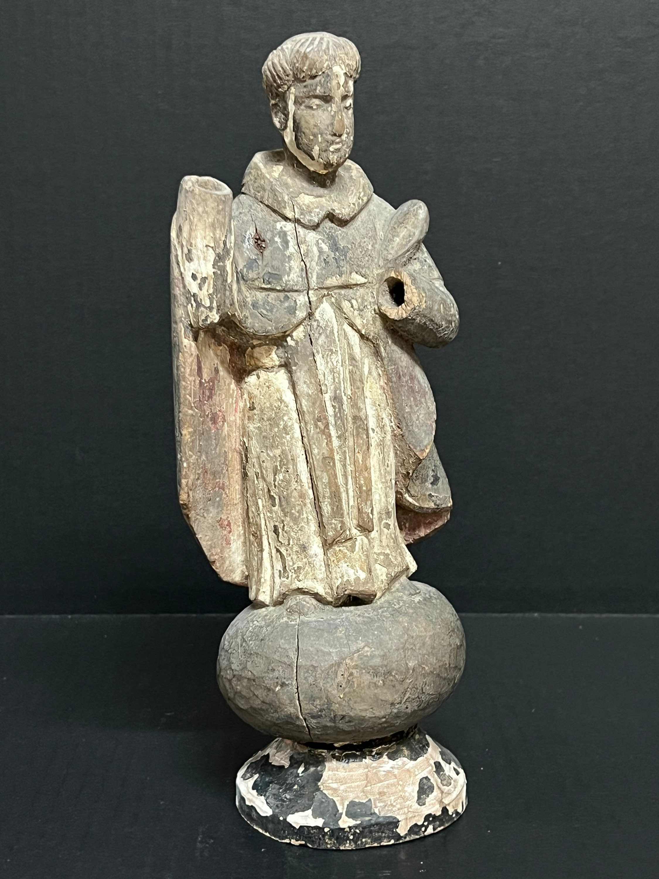 Early 19th Century Carved Wood Religious Saint/santo Polychrome ...