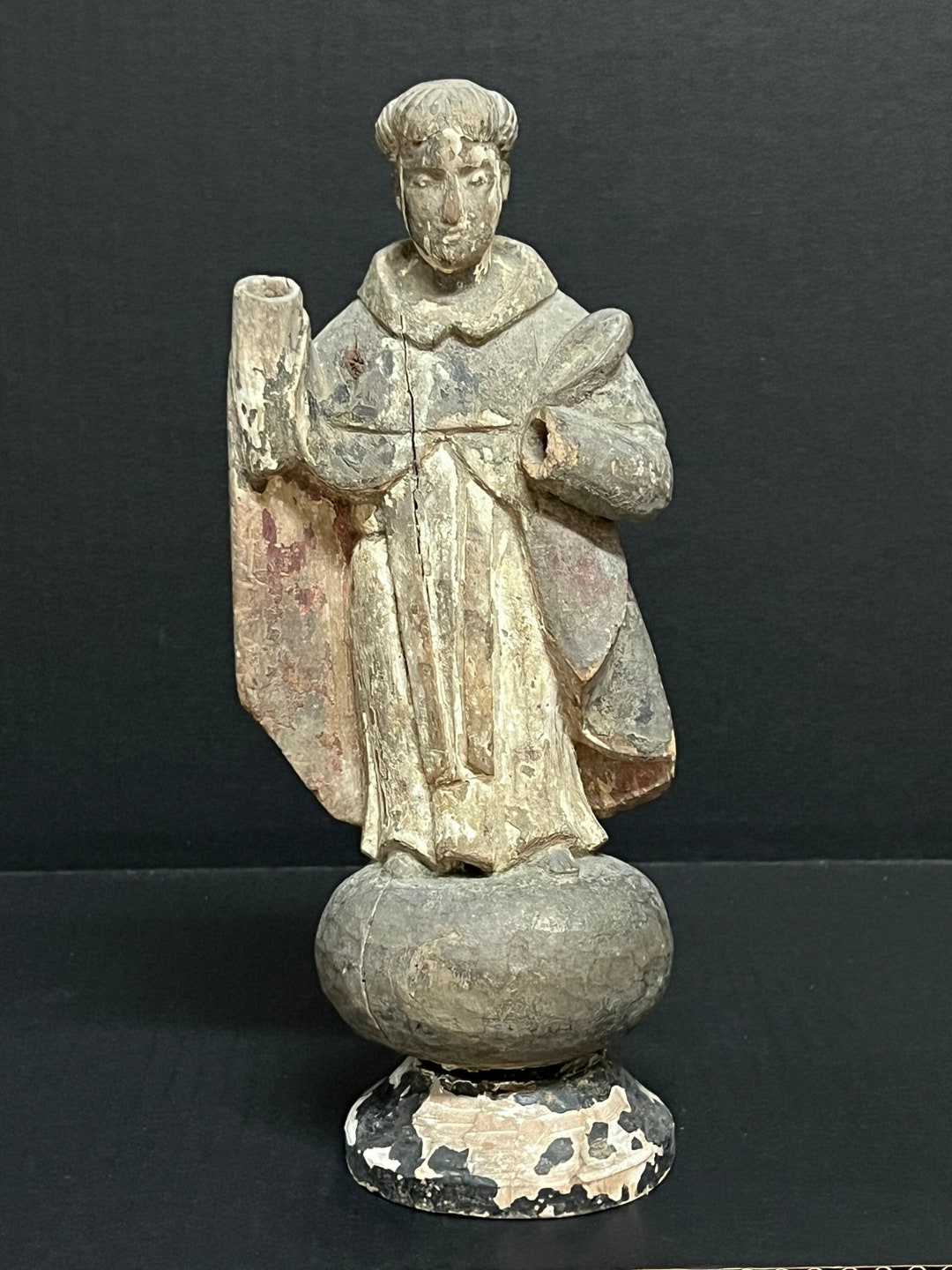 Early 19th Century Carved Wood Religious Saint/santo Polychrome ...