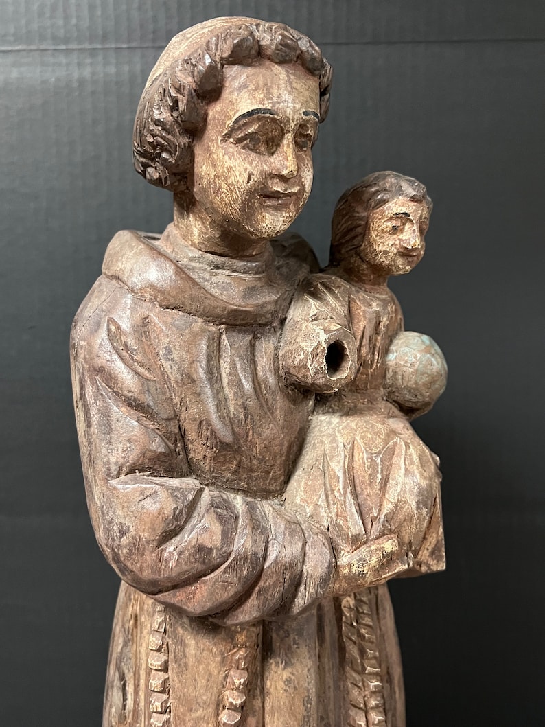 Carved Wood Religious Blessed Saint Anthony Sculpture - Etsy