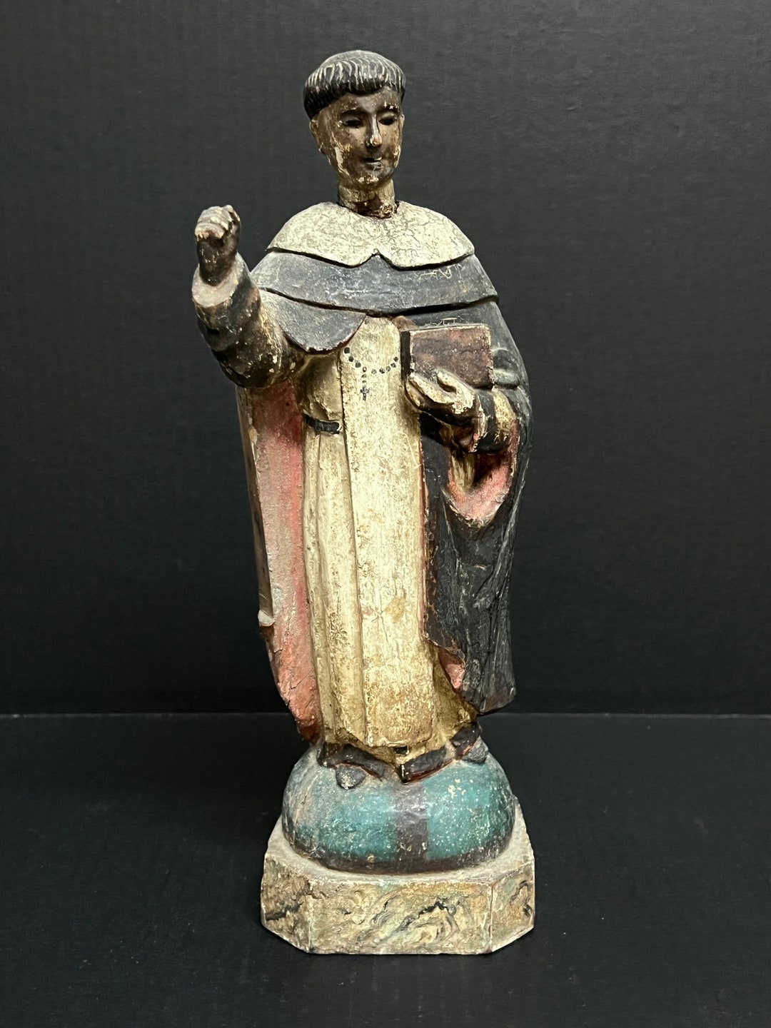Early 19th Century Carved Wood Religious Saint/santo Polychrome ...