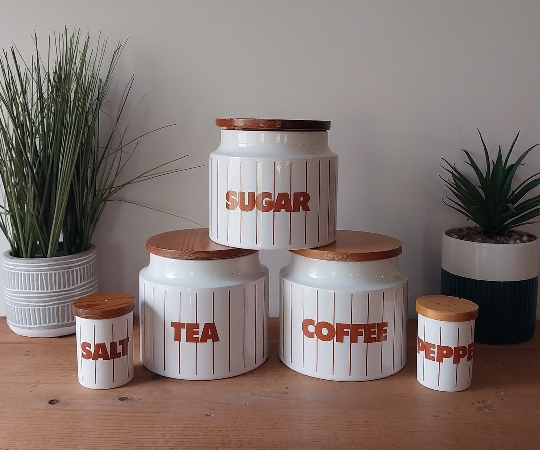 Vintage 80s Kitchen Hornsea Coffee Tea Sugar Canister Set With - Etsy