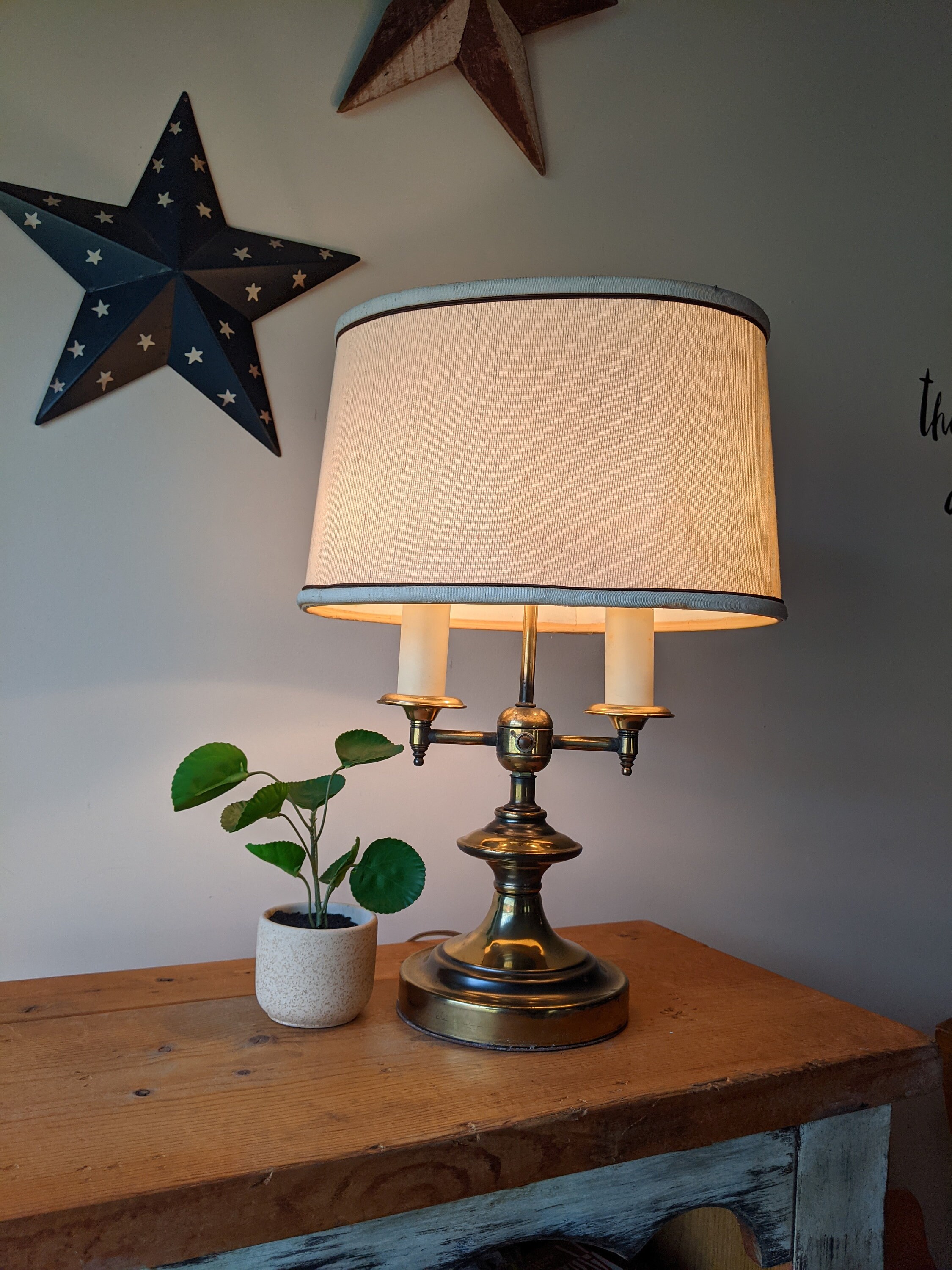 Vintage Brass Double Light Lamp / 3 Way Lamp / Vintage Brass - Etsy