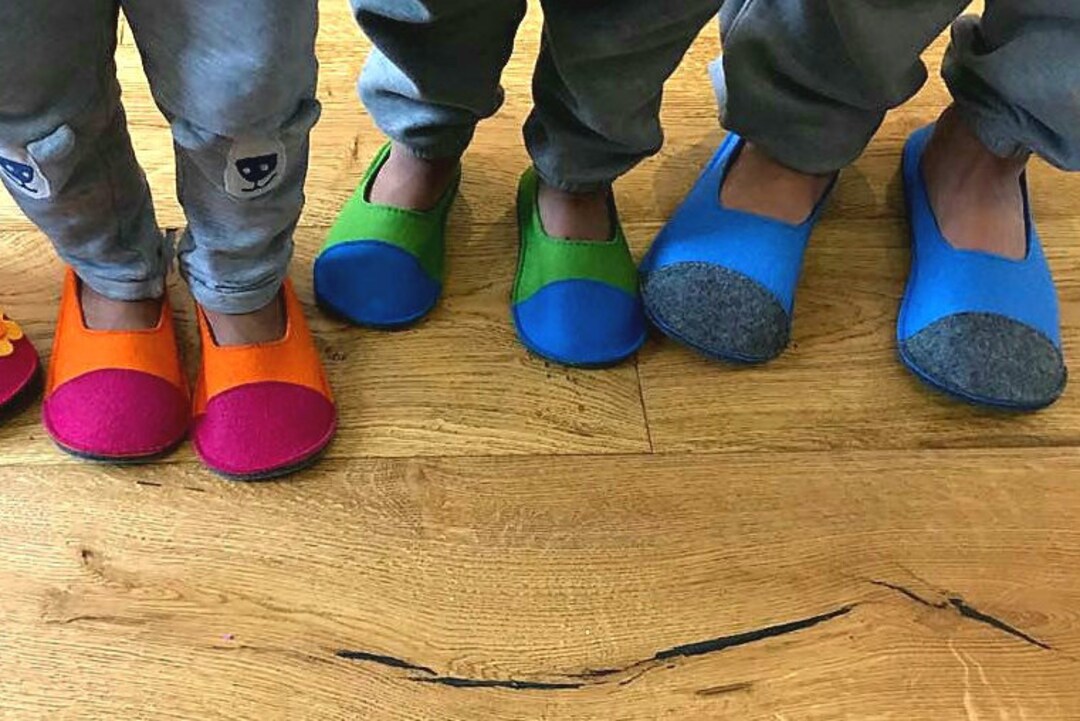 Children's Comfy Wool Felt Slippers by Isolyn - Etsy