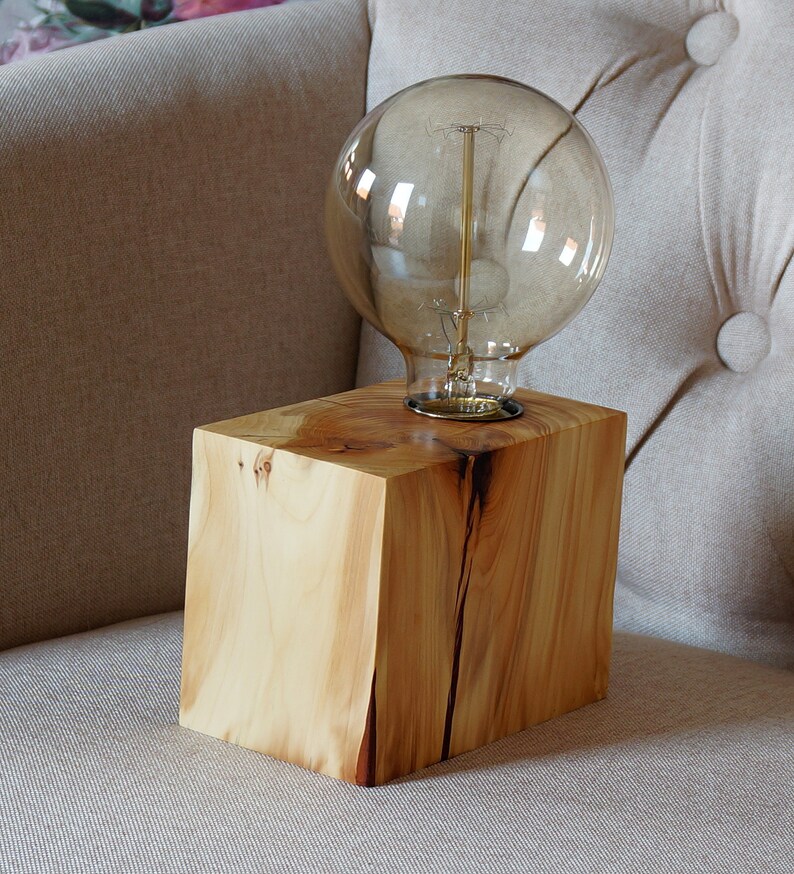 Wooden Lamp Edison Bulb Industrial Lighting Rustic Decor | Etsy