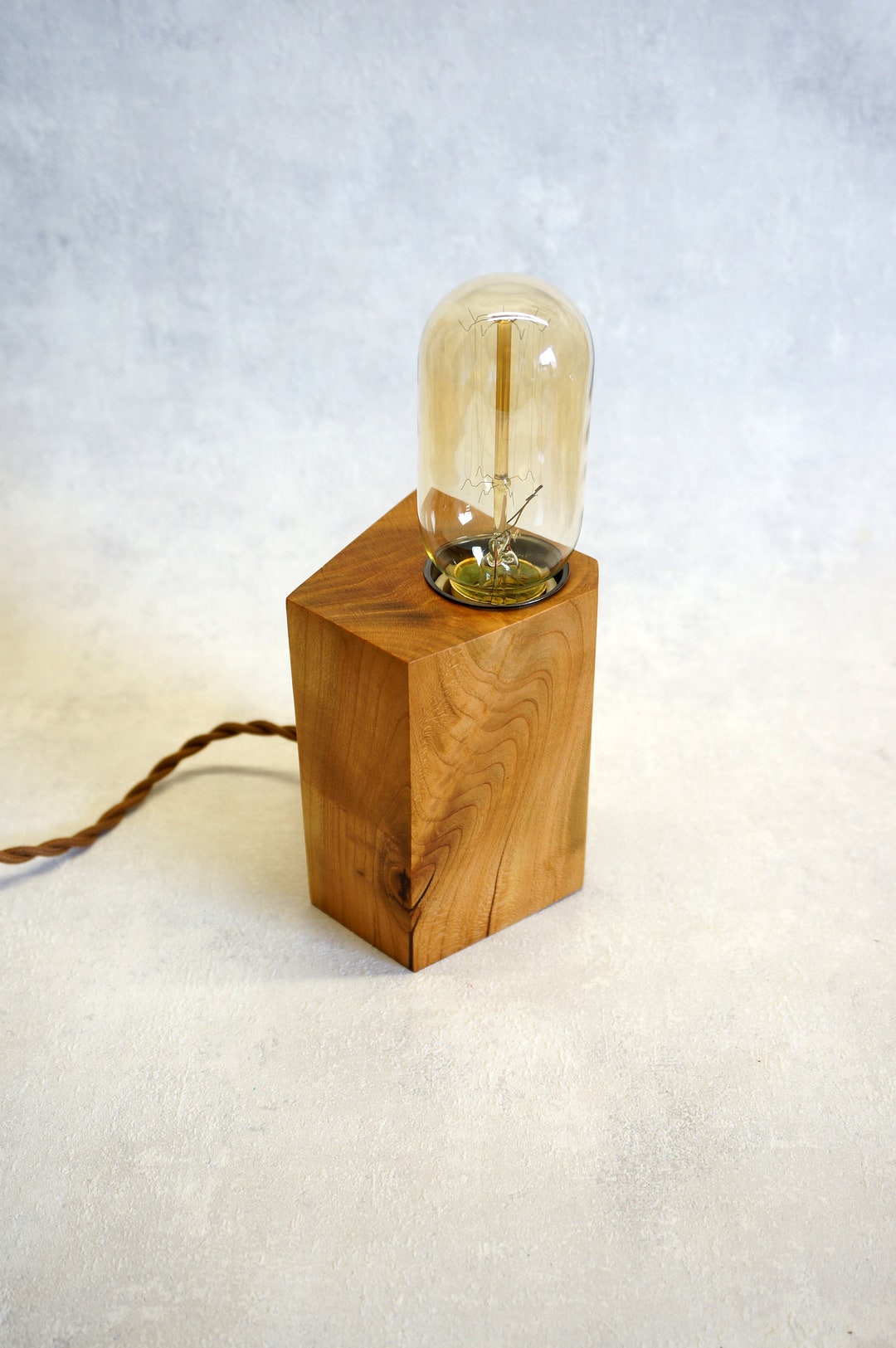 Wooden Lamp, Edison Bulb, Industrial Lighting, Rustic Decor, Night ...