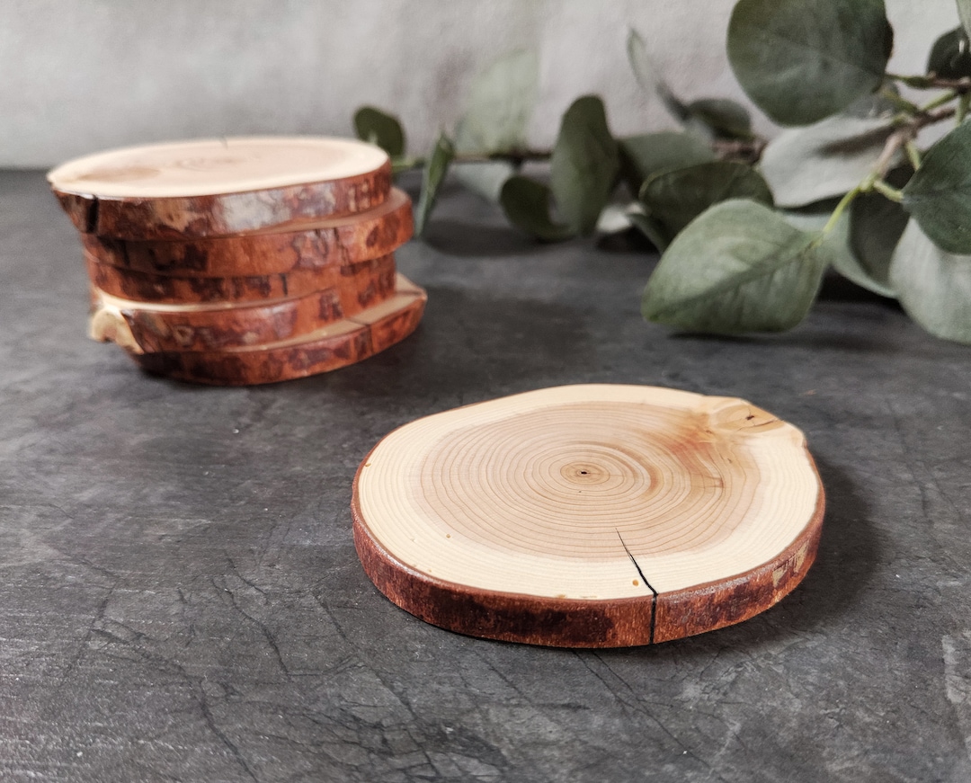 Wooden Coasters, Pine Wooden Slices, Drink Coasters, Set of 6 Coasters ...