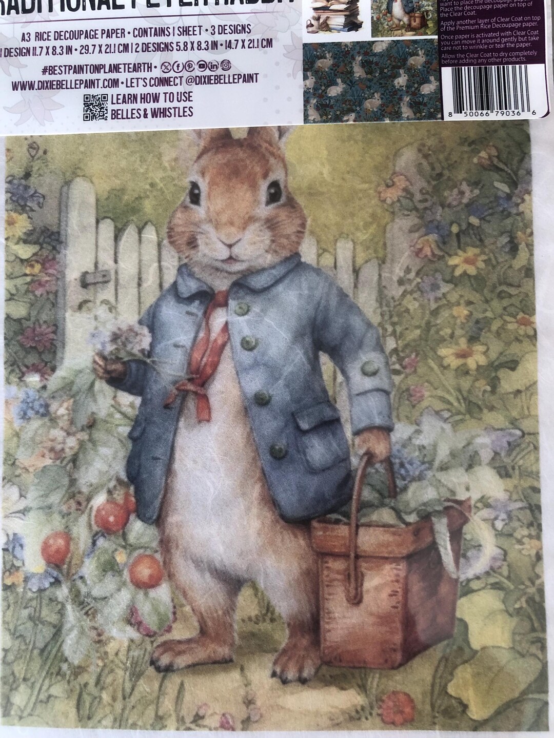 Traditional Peter Rabbit - A3 Rice Paper for Decoupage - 1 Sheet - 3 ...