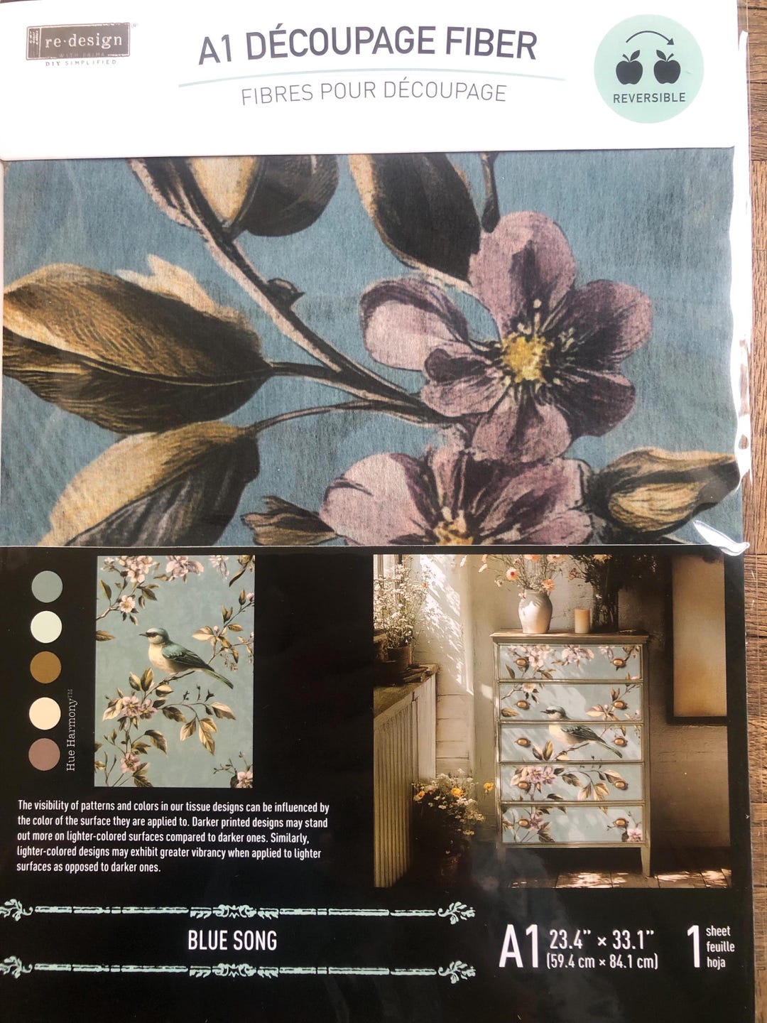 BLUE SONG - Re-design With Prima A1 Fiber Paper for Decoupage 23.4” X ...