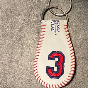 Custom Leather Embroidered Baseball Key Ring - Etsy