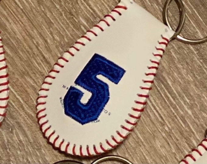 Custom Leather Embroidered Baseball Key Ring - Etsy