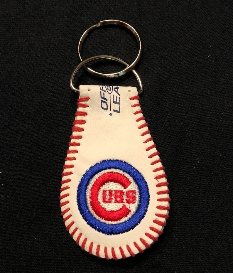 Chicago Cubs Leather Baseball Keychain - Etsy