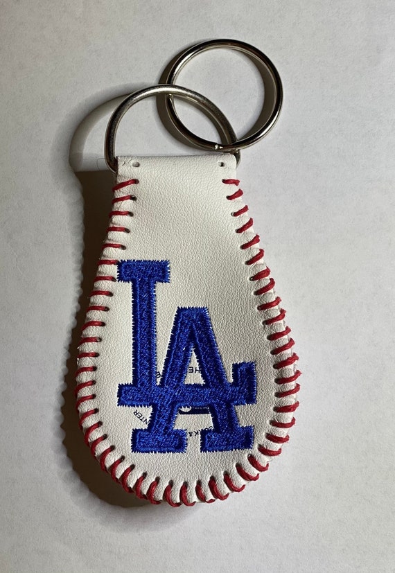 LA Dodgers Leather Baseball Keychain - Etsy