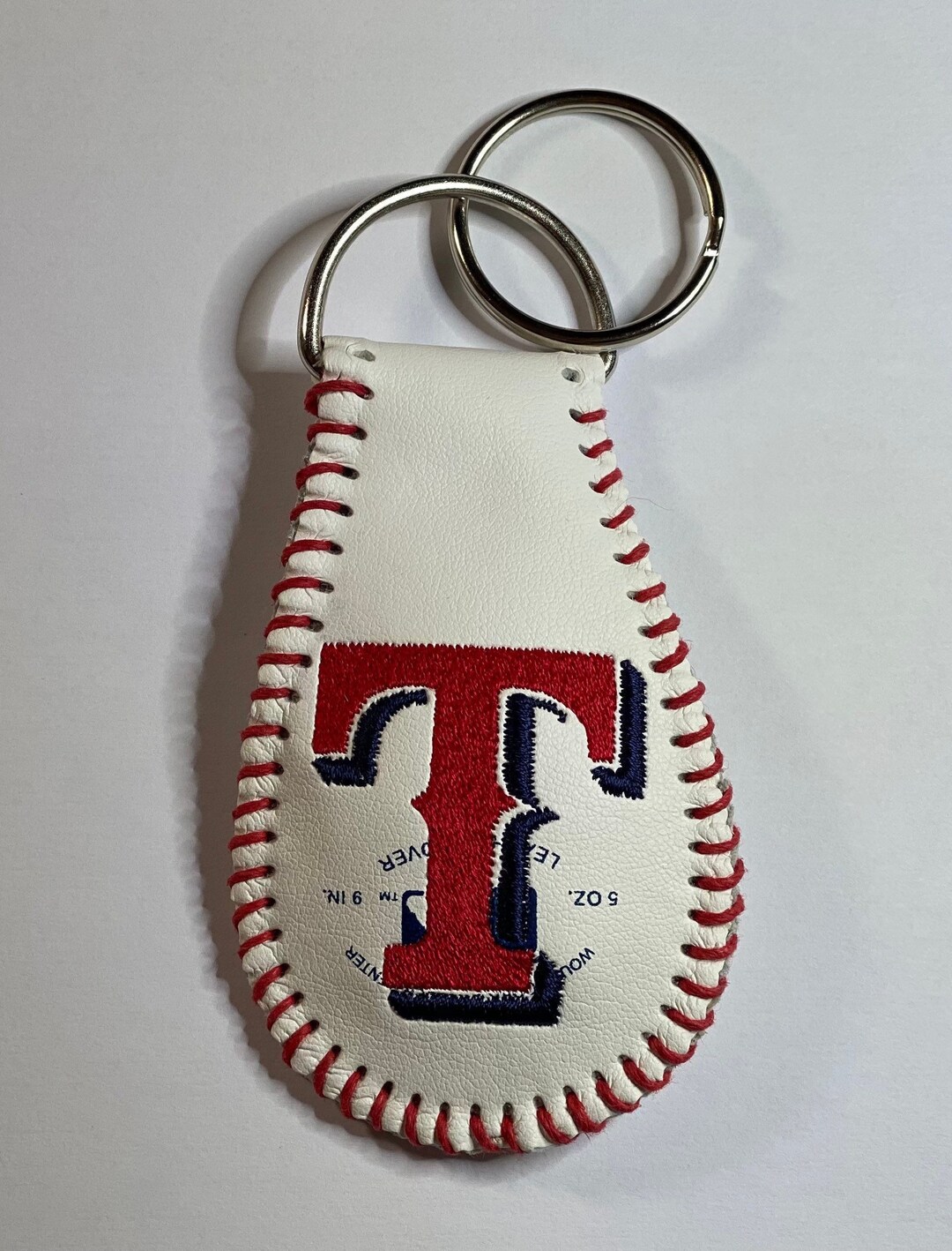 Texas Rangers Leather Baseball Keychain - Etsy