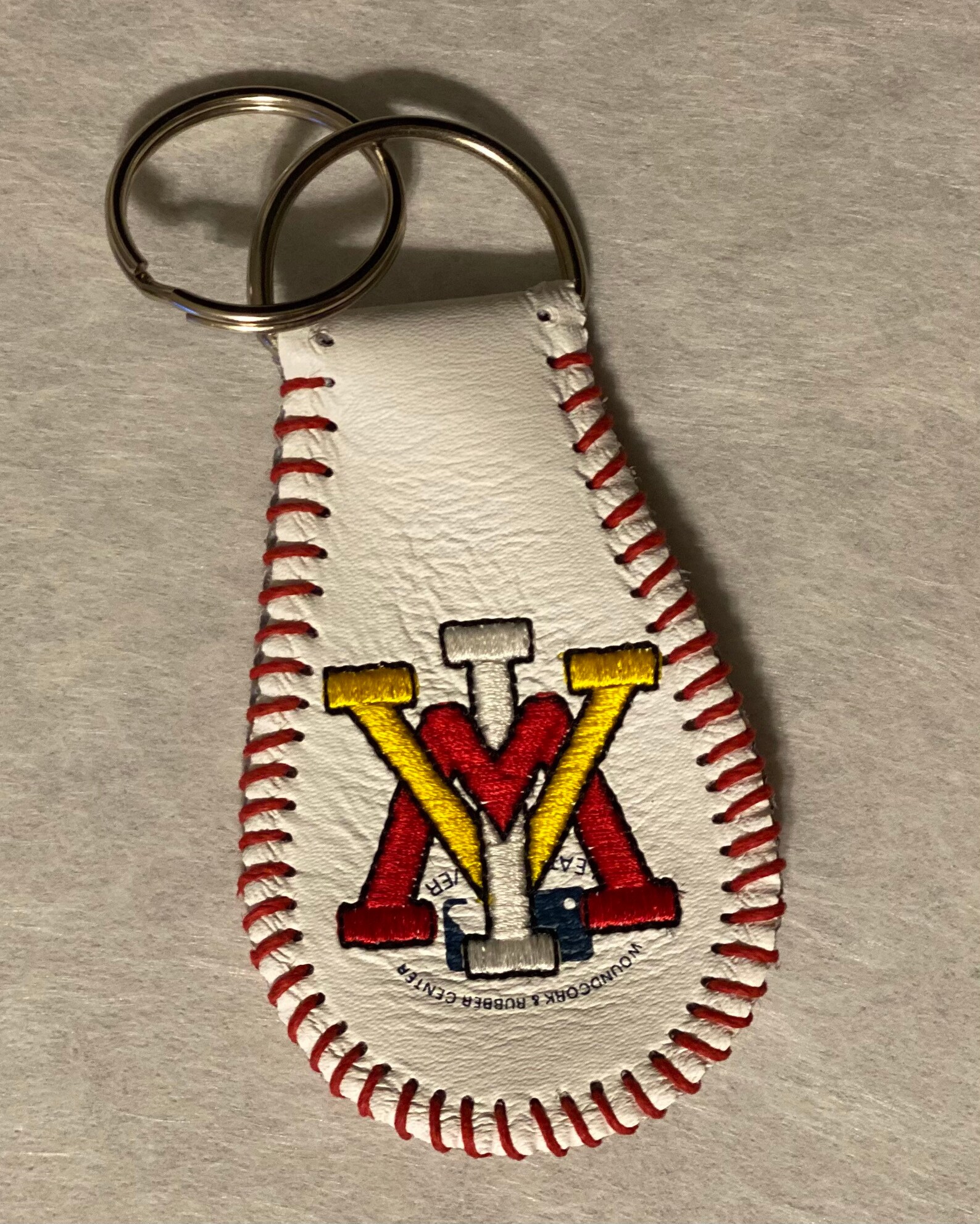 Custom Leather Embroidered Baseball Key Ring - Etsy