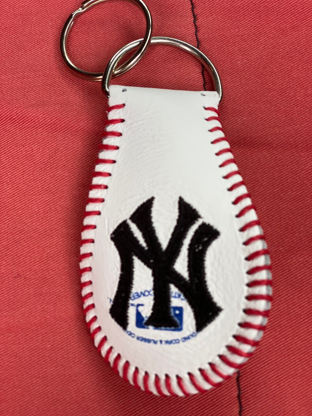 New York Yankees Leather Baseball Keychain - Etsy
