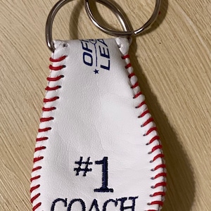 Custom Leather Embroidered Baseball Key Ring - Etsy