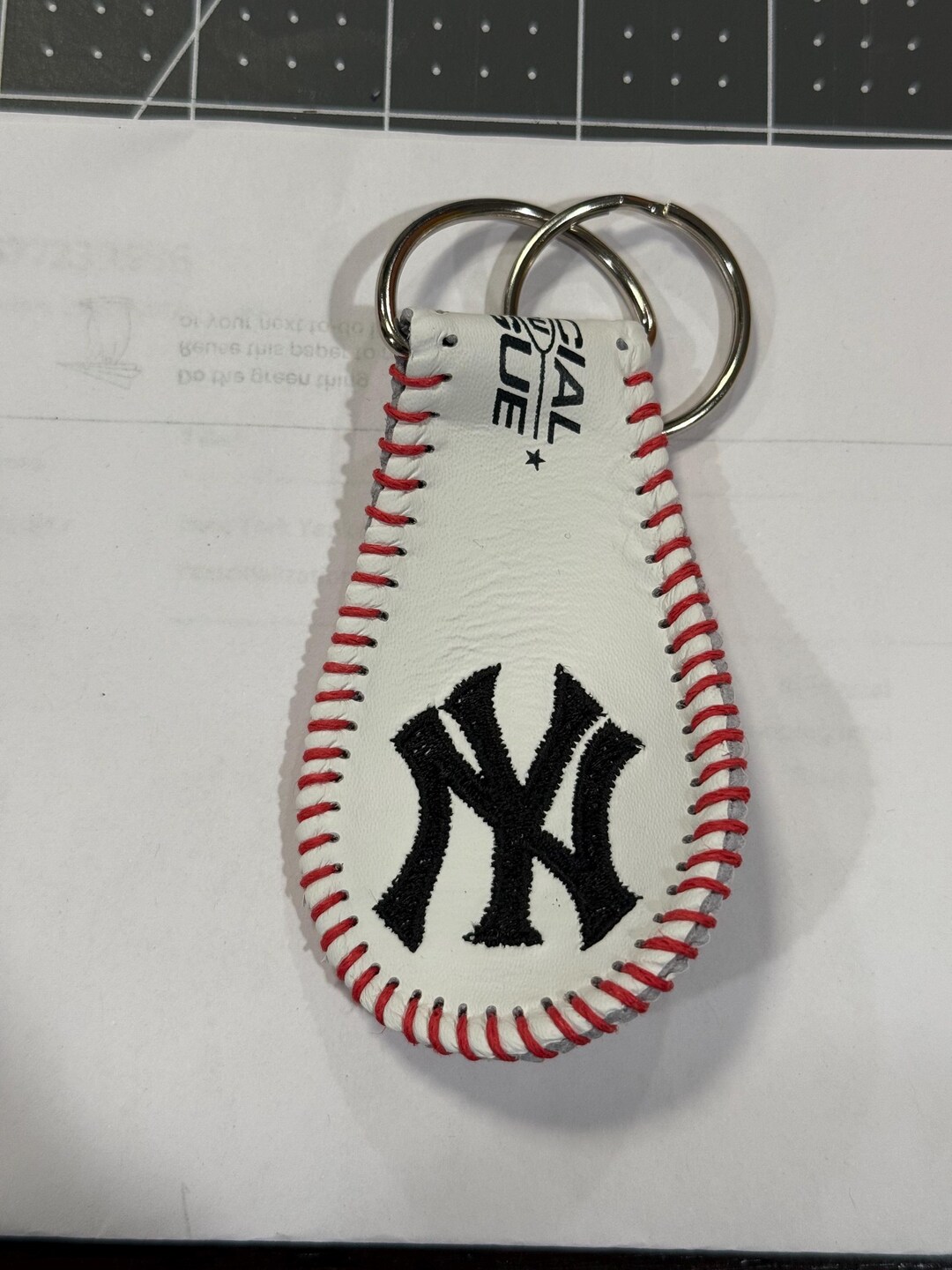 New York Yankees Leather Baseball Keychain - Etsy