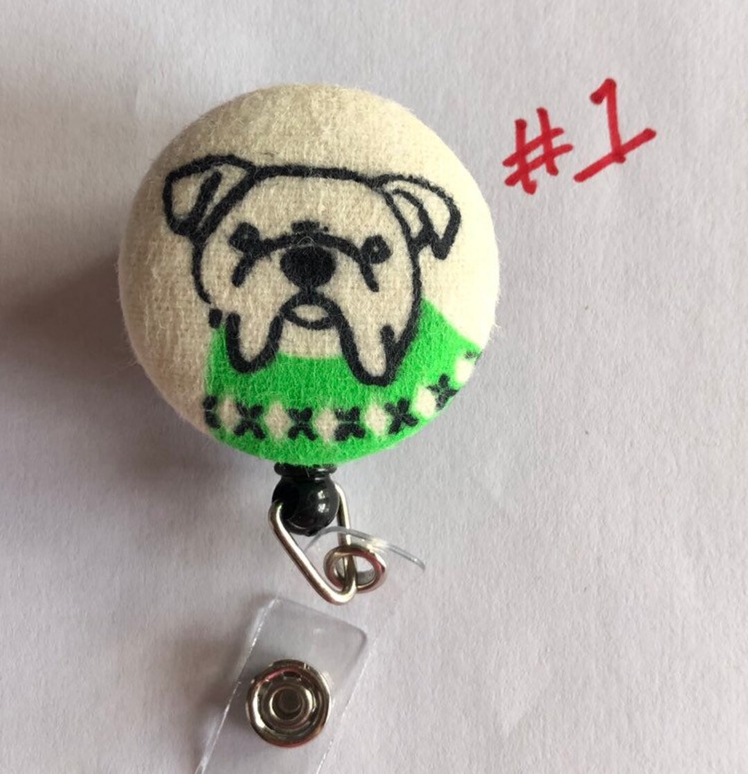 Bulldog Badge Buddy on Retractable Reel - Etsy