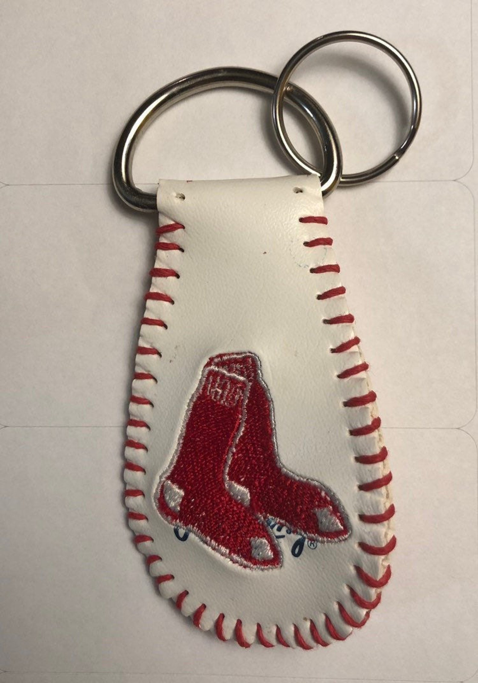 Boston Red Sox Leather Baseball Keychain | Etsy