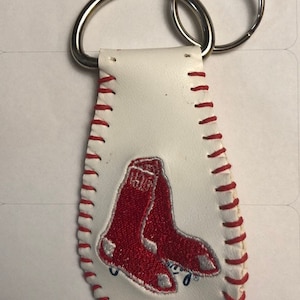 Boston Red Sox Leather Baseball Keychain - Etsy