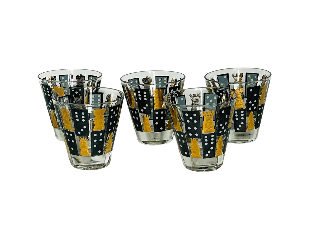 Cera Domino Chess Whiskey/rocks Cocktail Glasses - Set of 5 - Etsy