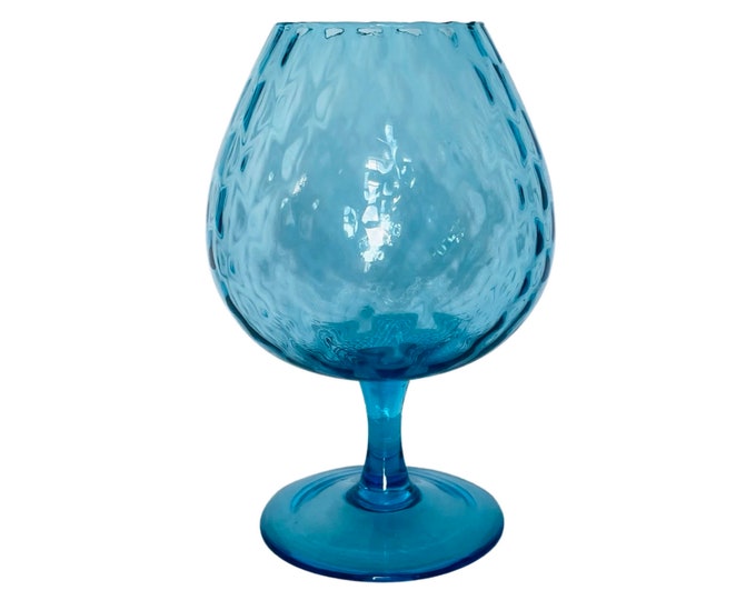 Midcentury Blue Diamond Optic Art Glass Brandy Snifter Goblet Empoli - Etsy