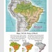 DOWNLOADABLE Classroom Terrain Map of BRAZIL- Vintage Geography Poster ...