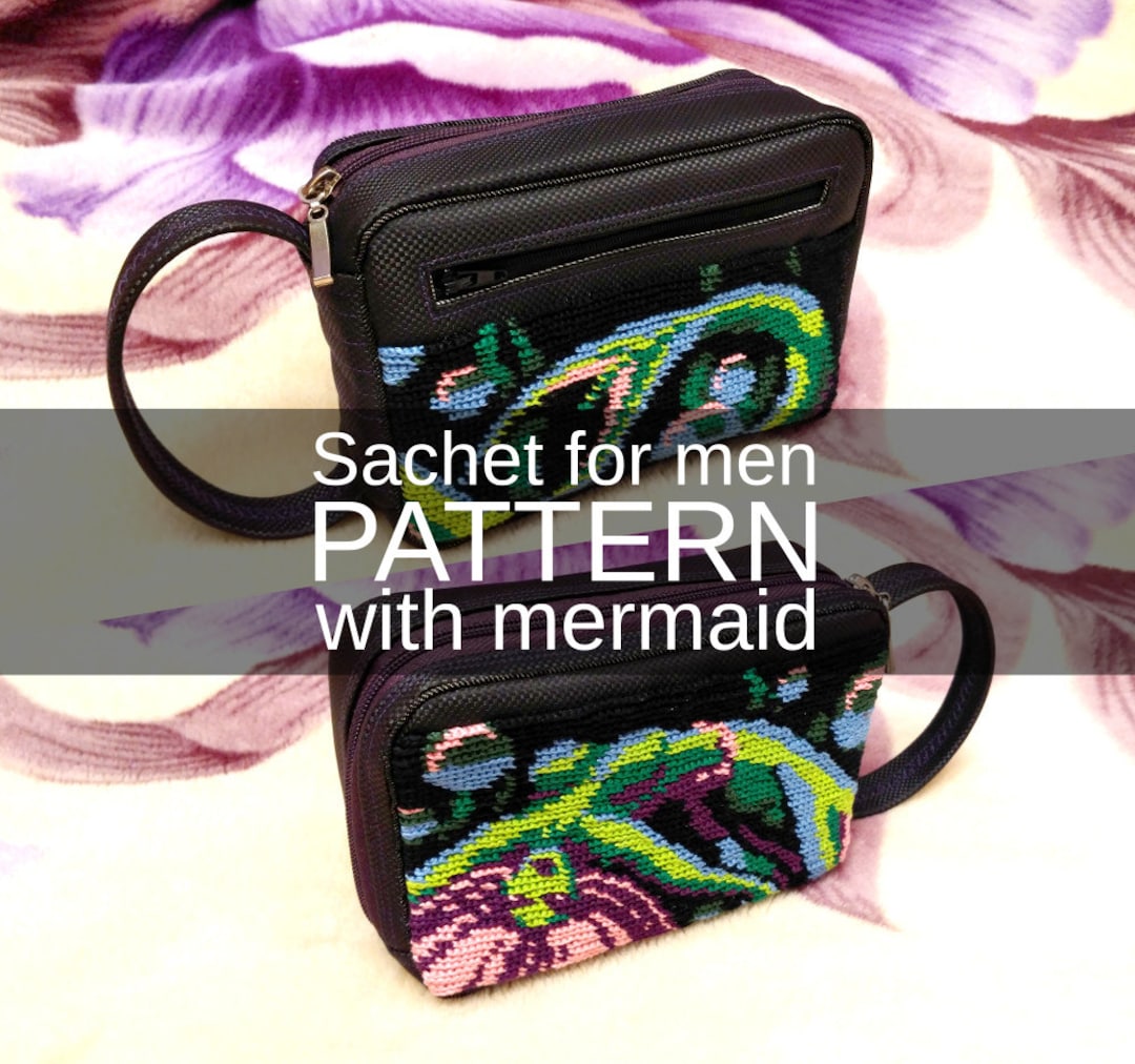 Sachet for Men With Crocheted Mermaid Embroidery PATTERN PDF - Etsy