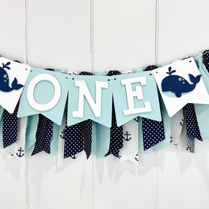 Whale 1st Birthday Boy Highchair Banner, Nautical Anchor Birthday ...